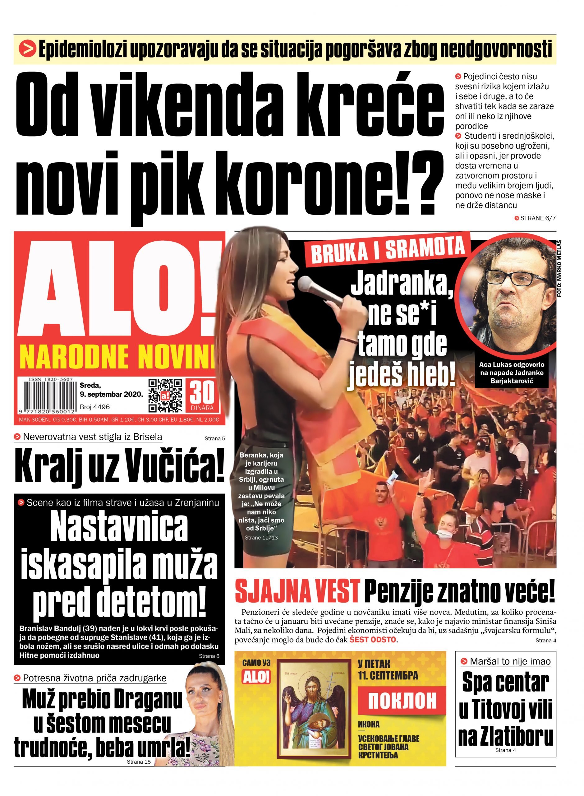Pogledajte NASLOVNE STRANE novina za 9. septembar: Skandal u sudu za ...