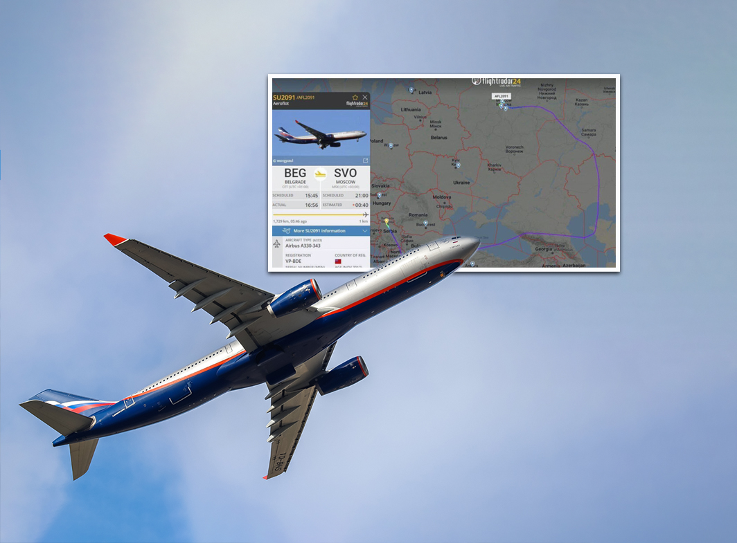 Objavljena MAPA - evo kako se kreću RUSKI avioni po Evropi: Let Beograd ...